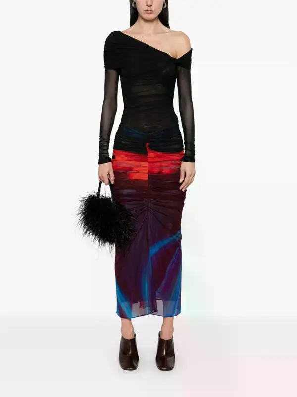 MUGLER Off-shoulder Ruched Bodysuit
