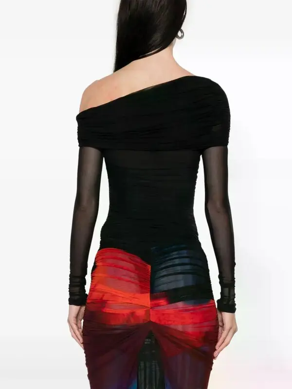 MUGLER Off-shoulder Ruched Bodysuit