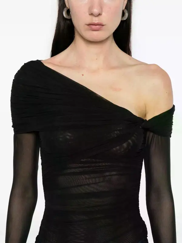 MUGLER Off-shoulder Ruched Bodysuit