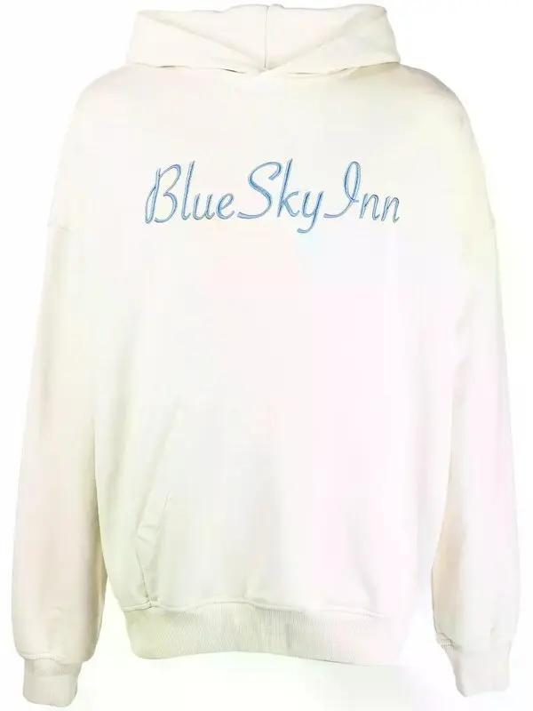 BLUE SKY INN Logo-embroidered Cotton Hoodie - Neutrals