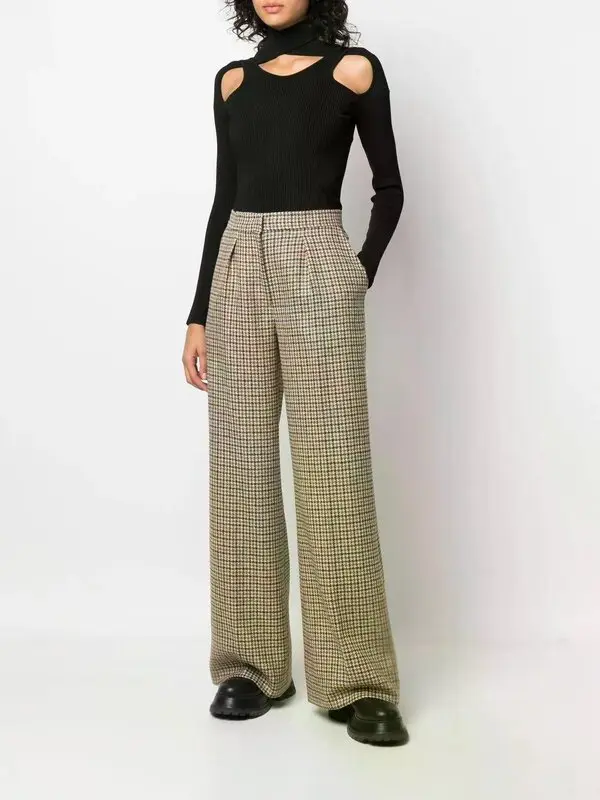 Palm Angels Checked Wool Wide-leg Trousers