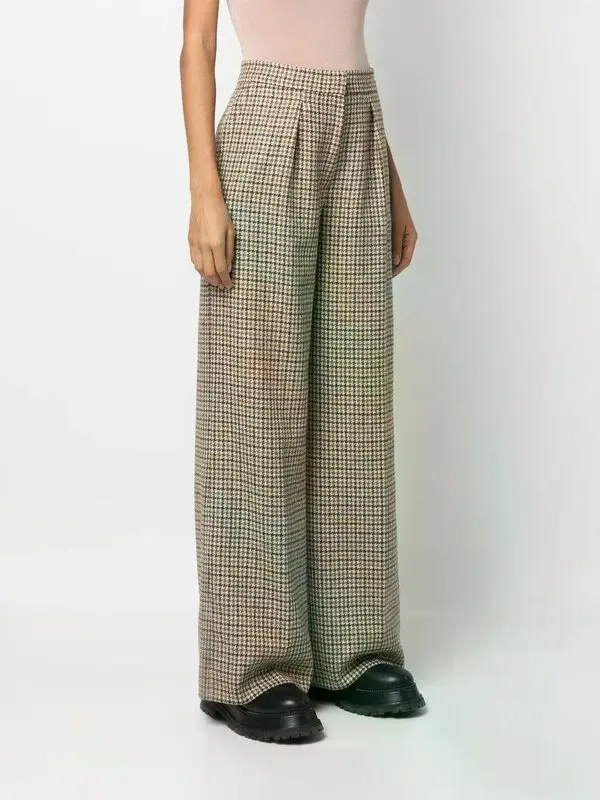 Palm Angels Checked Wool Wide-leg Trousers