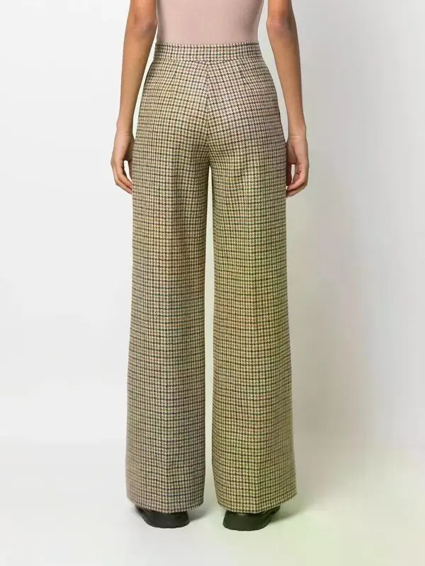 Palm Angels Checked Wool Wide-leg Trousers