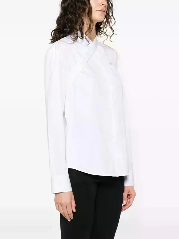 Off-White Cross-collar Cotton-poplin Shirt
