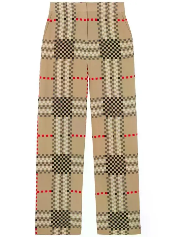 Burberry Pixel Check Wide-leg Trousers - Neutrals
