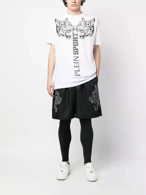 PLEIN SPORT Tiger-print Running Short-pants