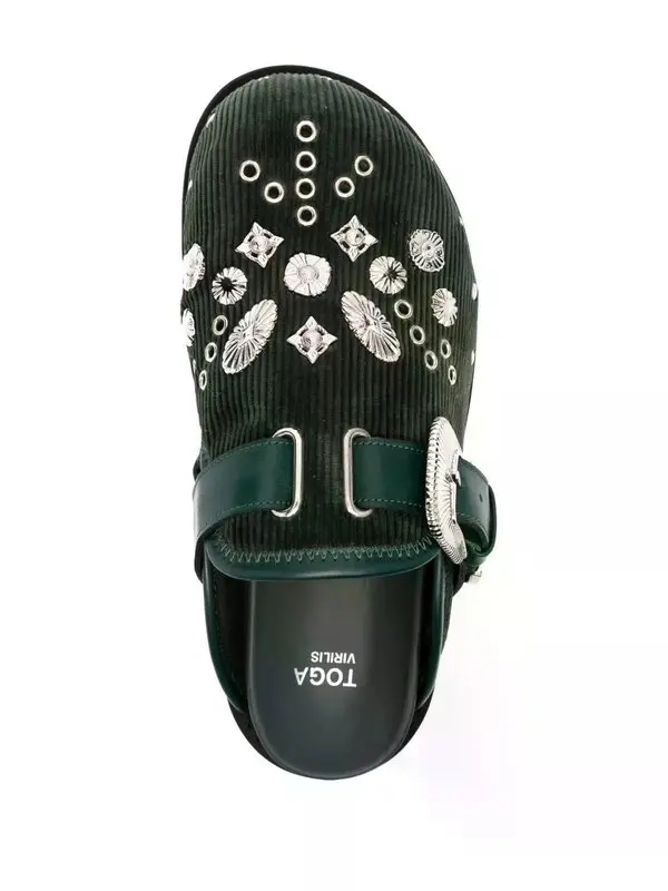 TOGA VIRILIS Eyelet-metal Slippers - Green