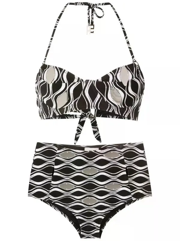 AMIR SLAMA High-waisted Hardware-detail Bikini Set - Black