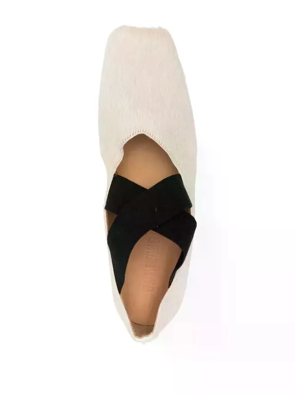 UMA WANG Square-toe Leather Ballerina Shoes - Neutrals