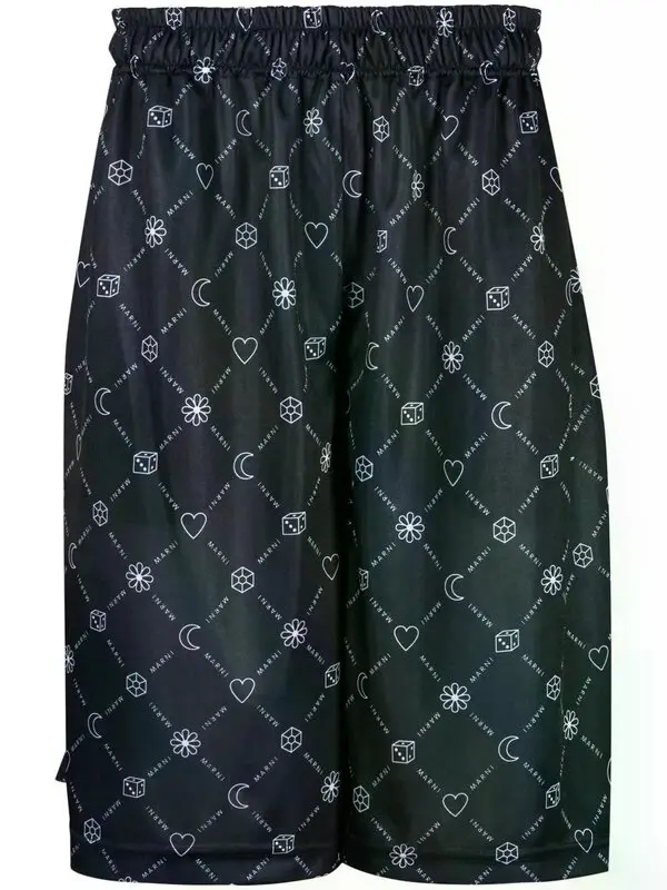 Marni Logo-print Drop-crotch Shorts - Blue