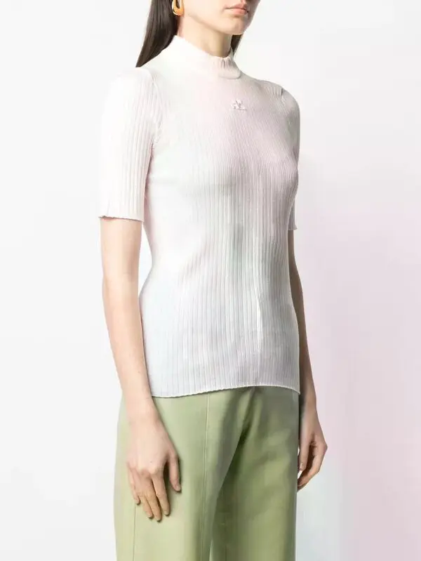 COURREGES Logo-embroidered Ribbed Sweater