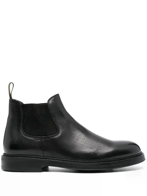 DOUCAL'S Round-toe Leather Boots - Black