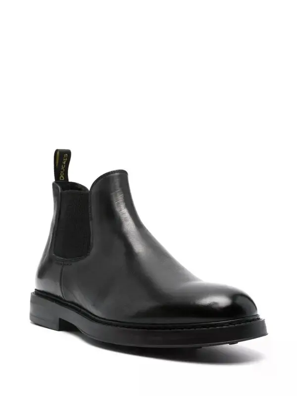 DOUCAL'S Round-toe Leather Boots - Black