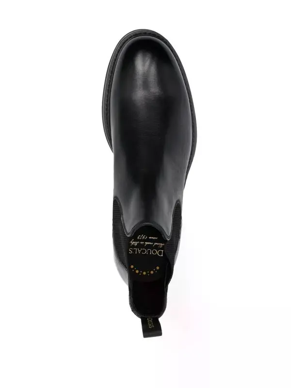 DOUCAL'S Round-toe Leather Boots - Black