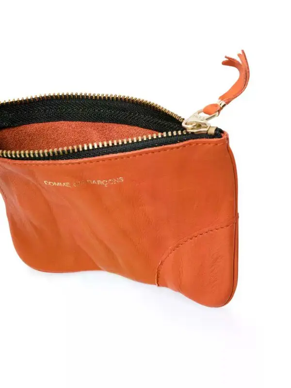 Comme Des Garçons Washed Leather Zip-up Pouch - Orange