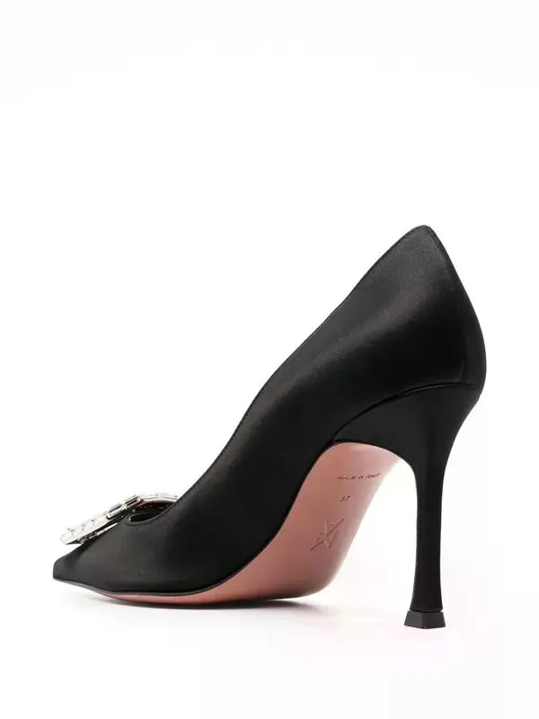 Amina Muaddi 90mm Camelia Crystal Pumps - Black