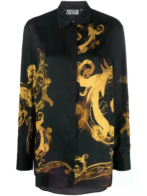 Versace Chain Couture-print Satin Shirt