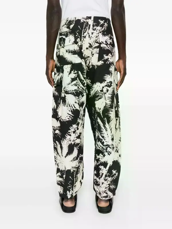 LANEUS Printed Palm Tree Cotton Trousers