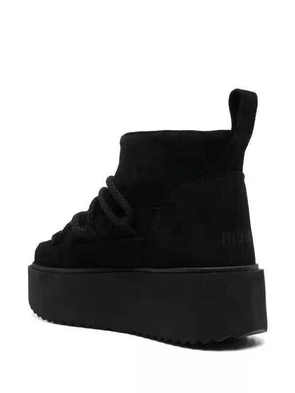 Inuikii Suede And Faux-shearling Platform Boots - Black