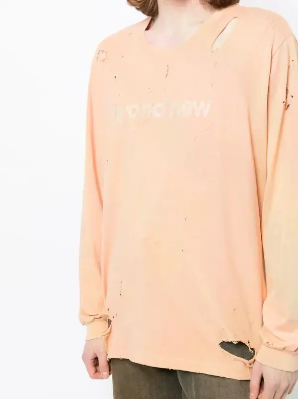 DOUBLET Logo-print Ripped-detail Sweatshirt