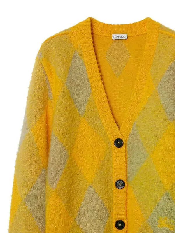 Burberry Argyle Patterned Jacquard Wool Cardigan