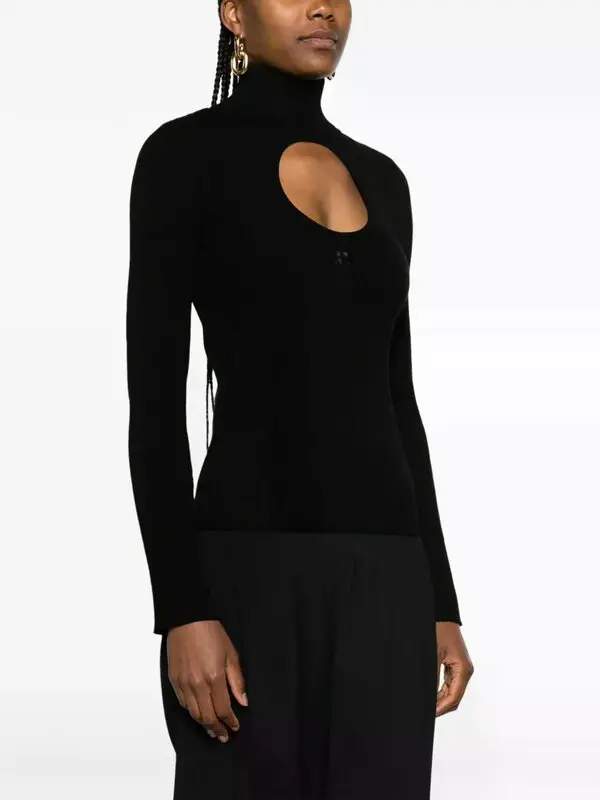 COURREGES Logo-embroidered Cut-out Jumper - Black