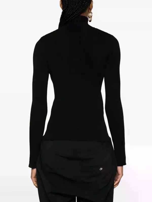 COURREGES Logo-embroidered Cut-out Jumper - Black