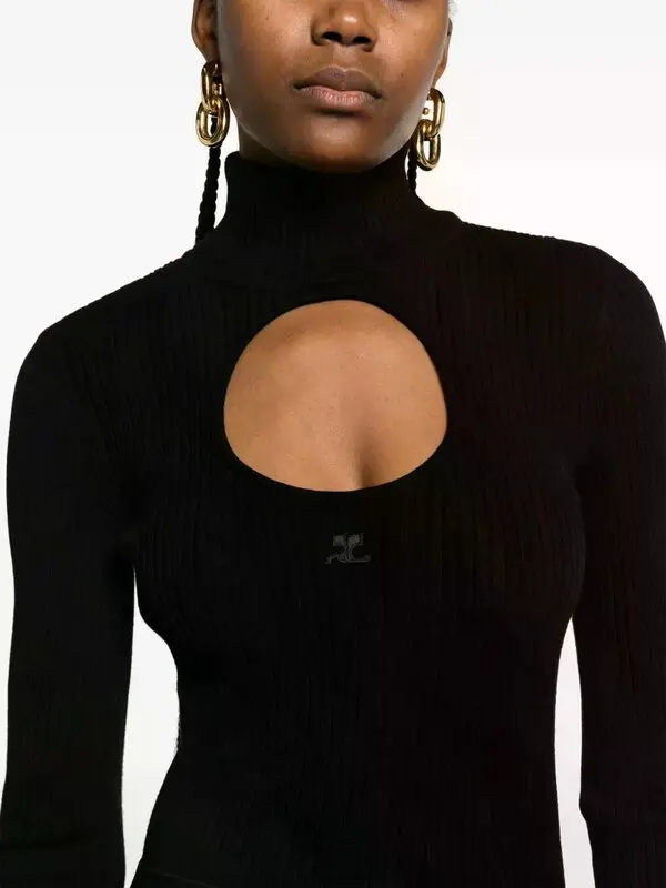 COURREGES Logo-embroidered Cut-out Jumper - Black
