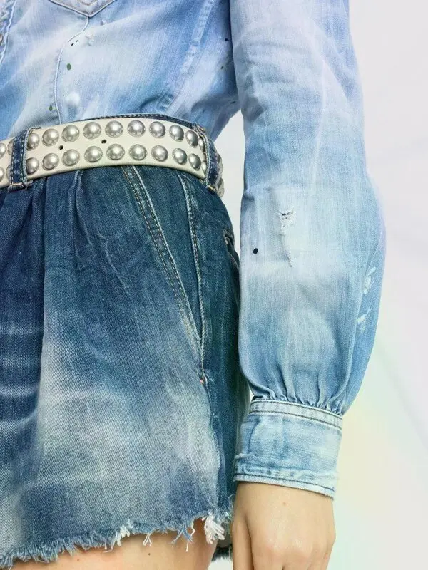 Dsquared2 Two-tone Distressed Denim Playsuit