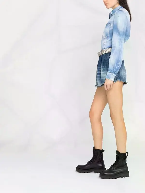 Dsquared2 Two-tone Distressed Denim Playsuit
