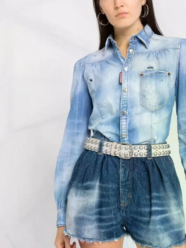 Dsquared2 Two-tone Distressed Denim Playsuit