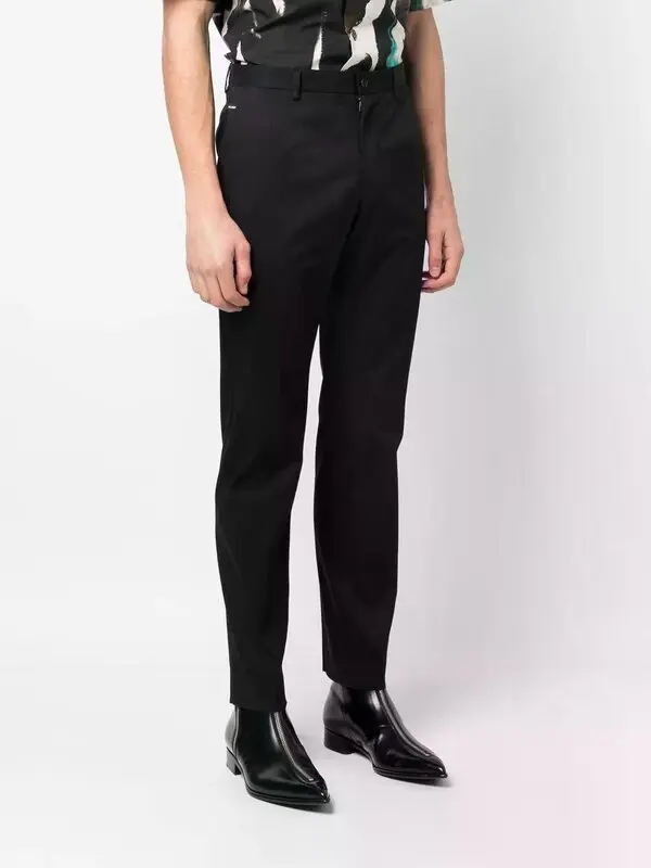 Dolce & Gabbana Tailored Trousers With Logo Tag - Black