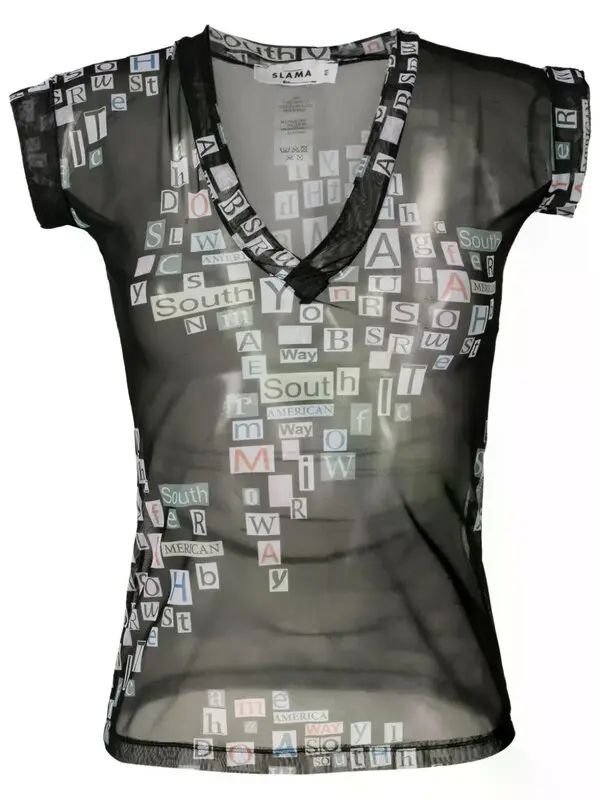 AMIR SLAMA Text-print Sheer T-shirt