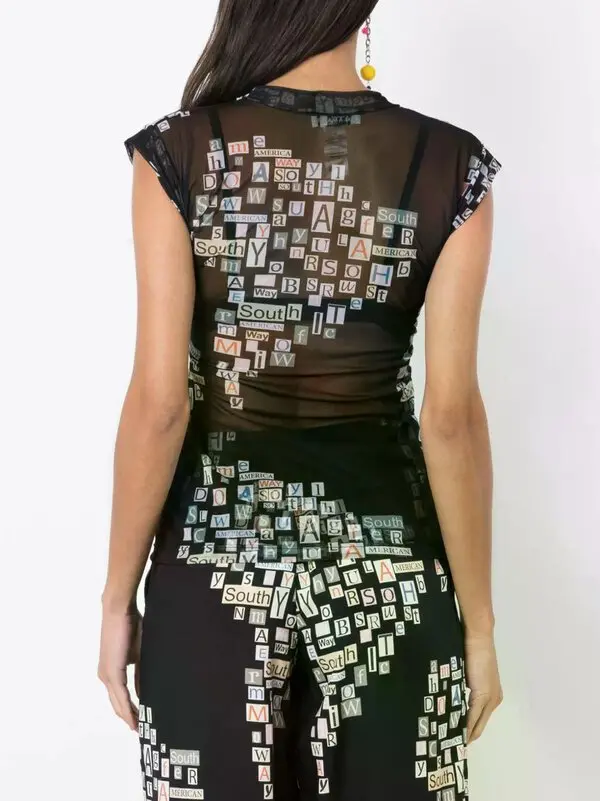 AMIR SLAMA Text-print Sheer T-shirt