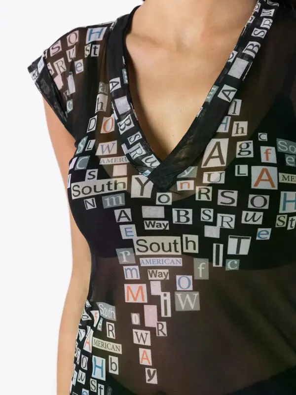 AMIR SLAMA Text-print Sheer T-shirt