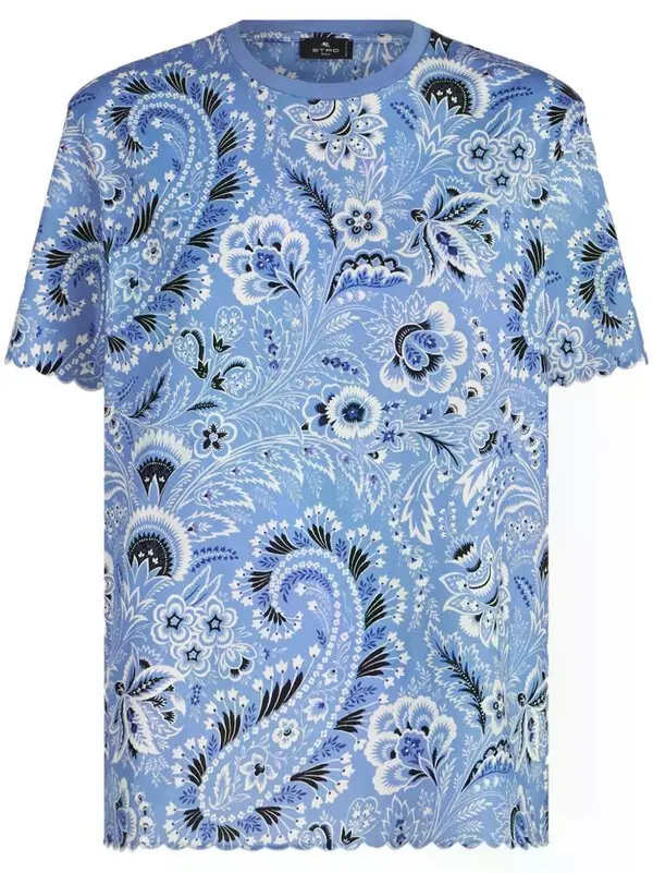Etro Bandana-print Cotton T-shirt - Blue