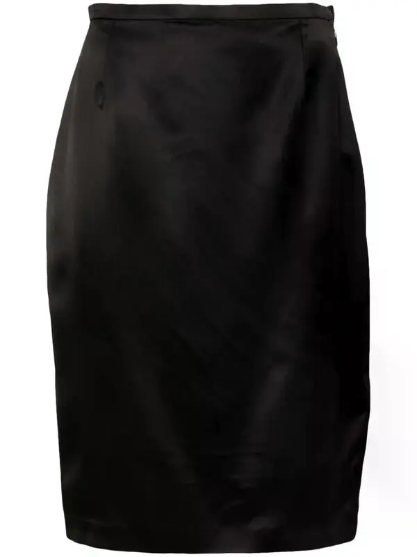 Saint Laurent Satin Pencil Midi Skirt