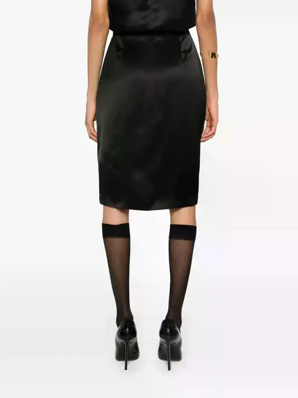 Saint Laurent Satin Pencil Midi Skirt