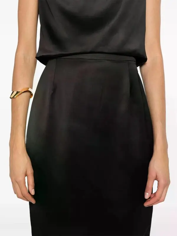 Saint Laurent Satin Pencil Midi Skirt