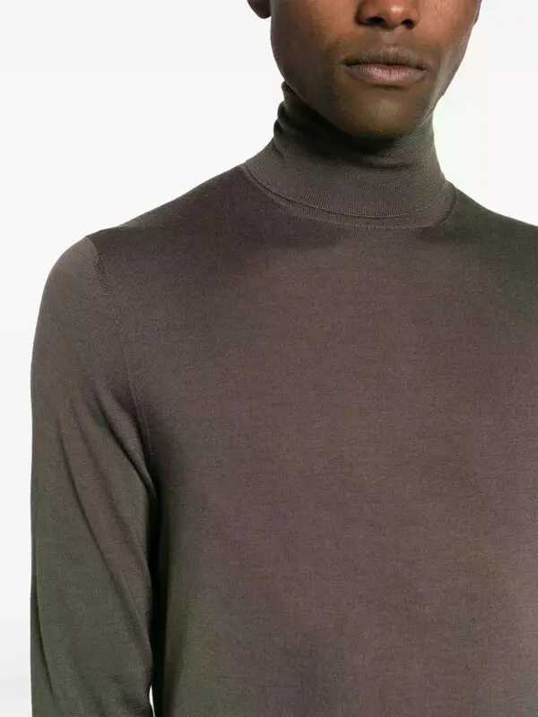 DELL'OGLIO Roll-neck Knit Jumper - Grey