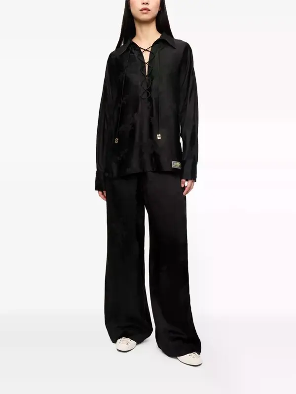 GANNI Floral-jacquard Shirt - Black