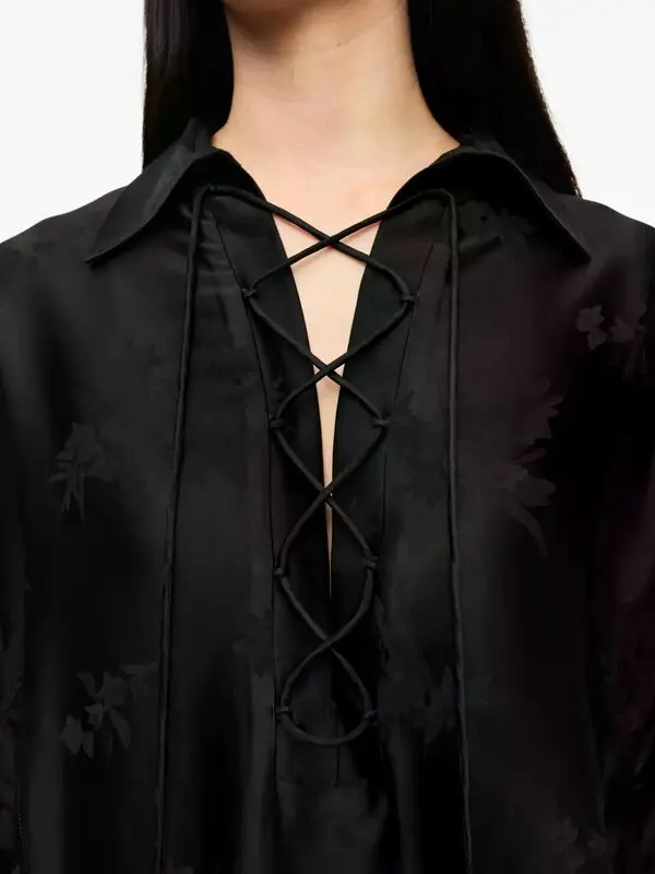 GANNI Floral-jacquard Shirt - Black