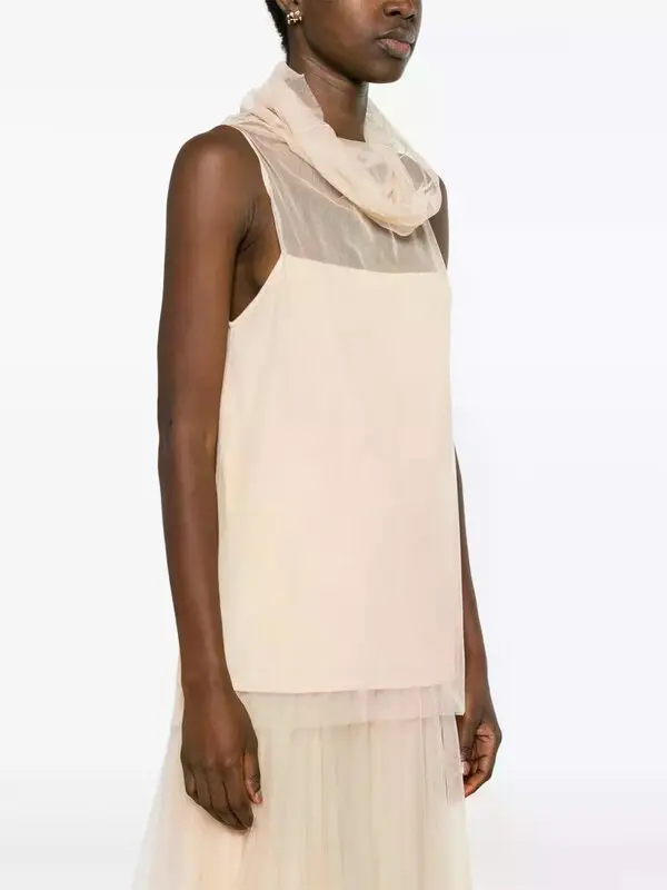 Fabiana Filippi Roll-neck Tulle Top - Pink
