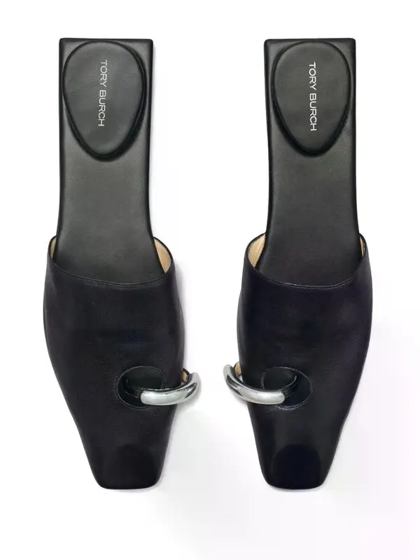 Tory Burch Pierced Leather Mules - Black