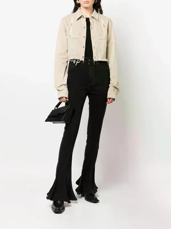 Rick Owens Beige Cotton Blend Raw-cut Cropped Shirt Jacket
