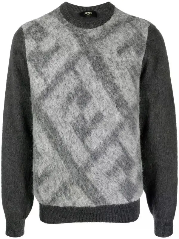 Fendi Ff-motif Knitted Jumper - Grey