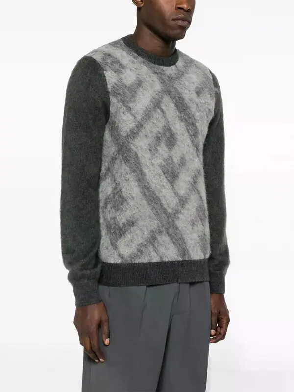 Fendi Ff-motif Knitted Jumper - Grey