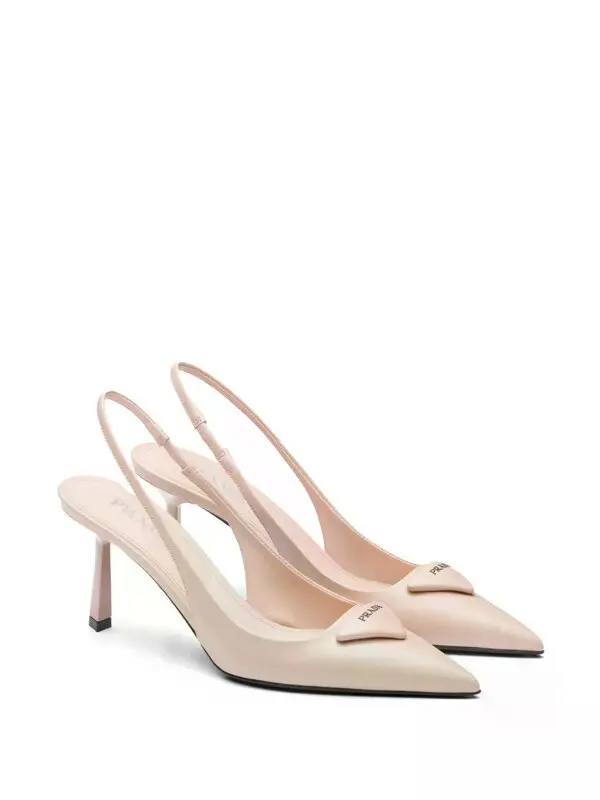 Prada 75mm Brushed Leather Slingback Pumps