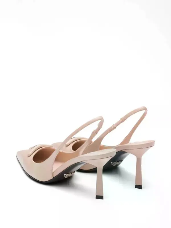 Prada 75mm Brushed Leather Slingback Pumps