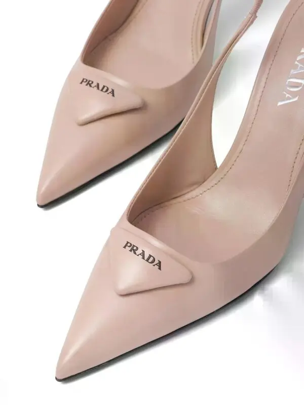 Prada 75mm Brushed Leather Slingback Pumps